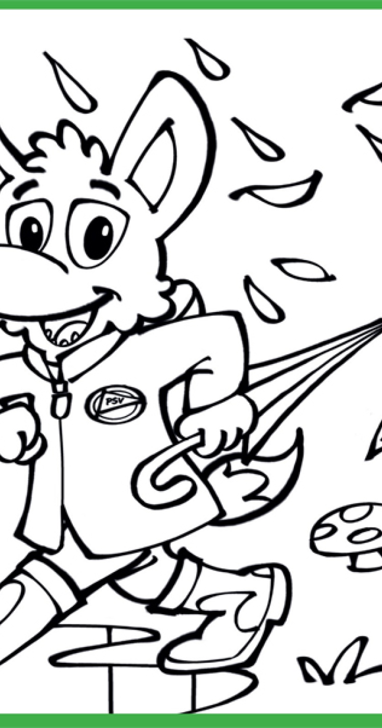 PSV - Ga aan de slag met deze Phoxy-kleurplaat